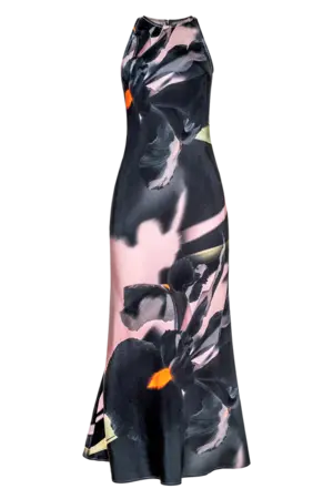 UNTITLED IN MOTION Atlantis Silky Bias Cut Maxi Dress - Shadow Iris