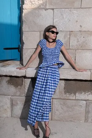 UNTITLED IN MOTION Alma Voluminous Plaid Maxi Skirt