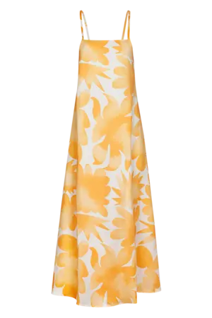UNTITLED IN MOTION Aleah Printed Tie-strap Midi Dress - Facula Saffron