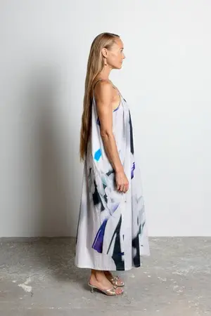 UNTITLED IN MOTION Ophelia Open-back Strappy Maxi Dress - Shadow Iris Ivory