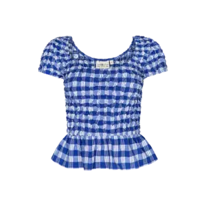 UNTITLED IN MOTION Karem Ruched Cap-sleeve Plaid Top