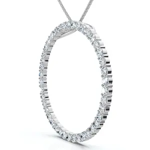 BLISS DIAMOND 1ct Tw Lab Grown Diamond Circle Pendant Necklace