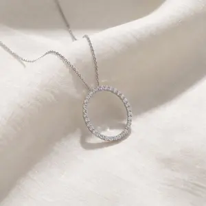 BLISS DIAMOND 1ct Tw Lab Grown Diamond Circle Pendant Necklace