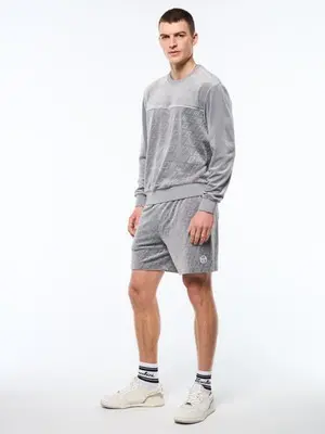 SERGIO TACCHINI Debossed Velour Crewneck - Sleet