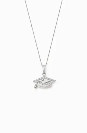 DLORIA Limitless Graduation Cap Pendant Necklace - Silver