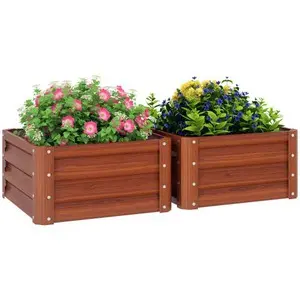 OUTSUNNY Raised,metal For Growing Vegetables, Flowers, Herbs Brown