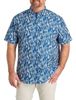 SYNRGY BY DXL Big & Tall Microfiber Abstract Wave Print Sport Shirt
