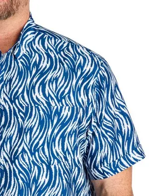 SYNRGY BY DXL Big & Tall Microfiber Abstract Wave Print Sport Shirt