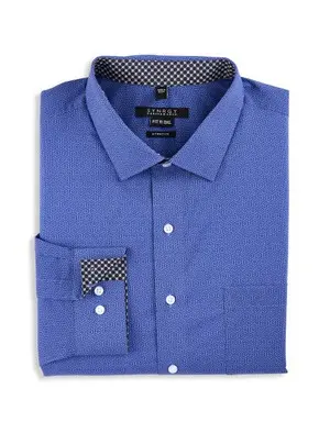 SYNRGY BY DXL Big & Tall Geometric Performance Dress Shirt - Blue