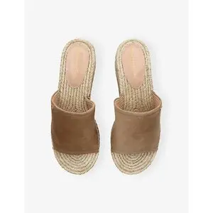 GIANVITO ROSSI Logo-embellished Suede Platform Wedges - Camel