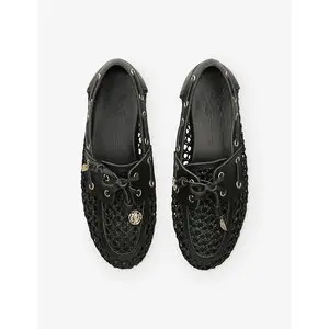 ANCIENT GREEK SANDALS Pliaria Raffia And Leather Boat Shoes