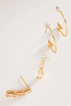 Anthropologie Daty Crystal Earrings Set - Honey