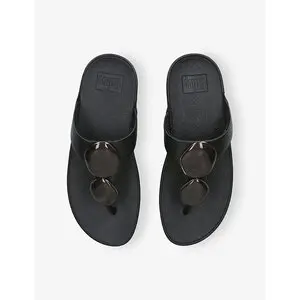 Fitflop Lulu Marble Leather Sandals - Black