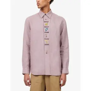 Paul Smith Embroidered-motif Long-sleeve Linen Shirt