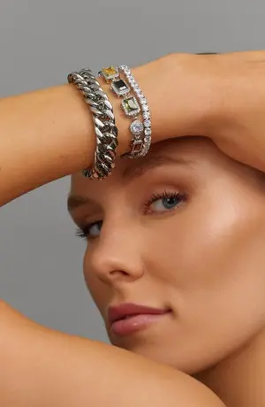 NIALAYA JEWELRY Chunky Cuban Chain Bracelet - Silver