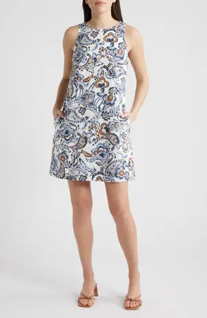 CECE DUPRAZ Floral Paisley A-Line Minidress