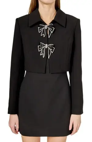 Endless Rose Rhinestone Bow Cropped Jacket