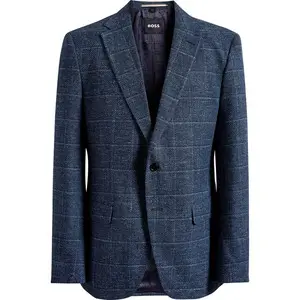 BOSS Windowpane Check Slub Cotton-blend Sport Coat