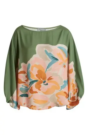 Wit & Wisdom Placement Print Peasant Top