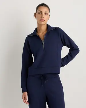 Quince Cloudcomfort Half Zip Sweatshirt - Deep Navy
