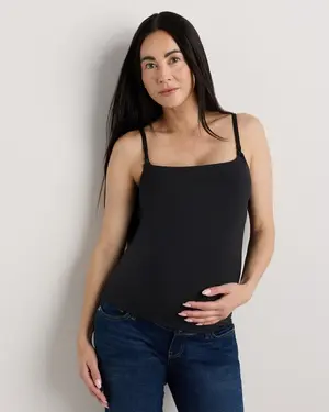 Quince Second Skin Nursing Tank Top Black