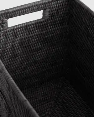 Quince Handwoven Rattan Storage Box With Lid - Black