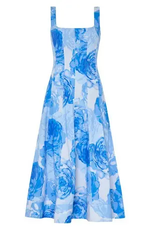 MILLY Nia Print Sleeveless Midi Dress