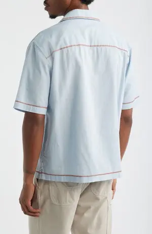 WAX LONDON Keats Embroidered Short Sleeve Button-up Shirt