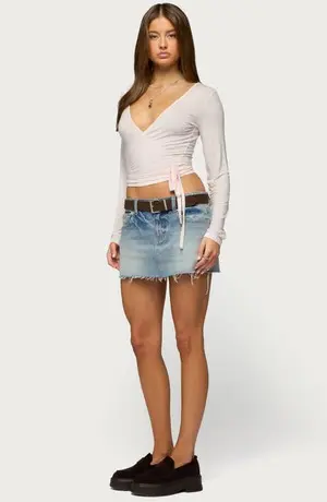 EDIKTED Malenna Wrap Crop Top - Light-pink