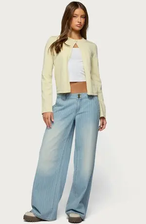 EDIKTED Split Front Cardigan - Yellow