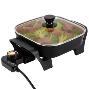 MEGACHEF 8 Inch Electric Skillet With Lid - Black