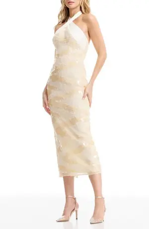 Dress The Population Amani Embellished Halter Cocktail Dress