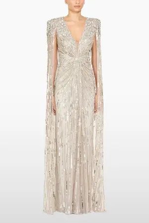 Jenny Packham Sequin-embellished Cape Gown