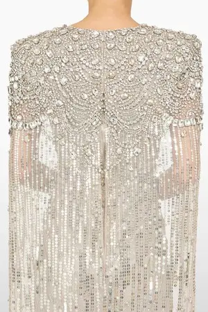 Jenny Packham Sequin-embellished Cape Gown