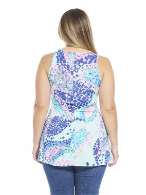 24SEVEN COMFORT APPAREL Abstract Scoop Neck Tunic Tank Top