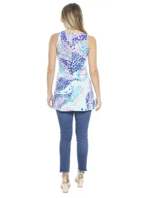 24SEVEN COMFORT APPAREL Abstract Printed Scoop Neck Tank Top