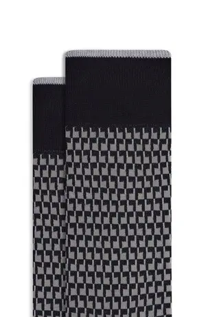 Bugatchi Check Mercerized Cotton Blend Dress Socks