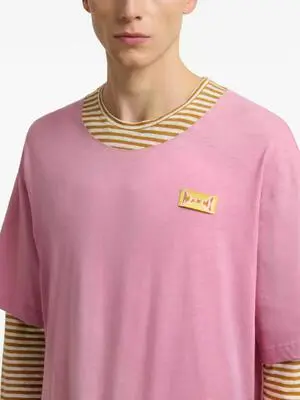 Marni Layered Cotton T-shirt - Pink