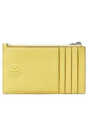 Tory Burch Fleming Charm Leather Zip Card Case - Yellow