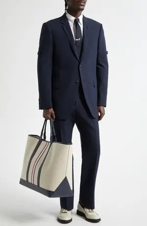 Thom Browne Armband Wool Seersucker Sport Coat - Navy