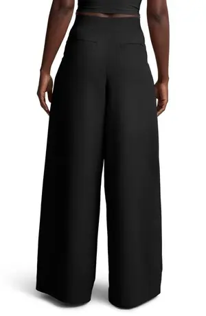Beyond Yoga Pleated Wide-leg Trousers - Black