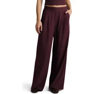 Beyond Yoga Pleated Wide-leg Trousers - Cabernet