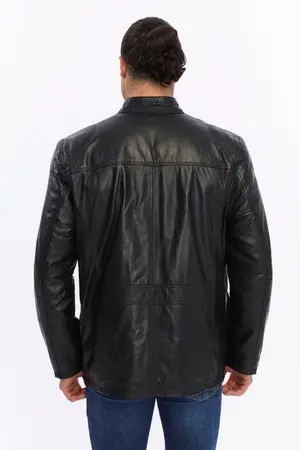FURNIQ UK Premium Sheepskin Leather Utility Jacket