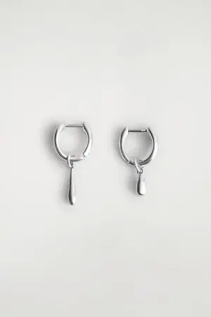Cos Mismatched Teardrop Hoop Earrings - Silver-colored