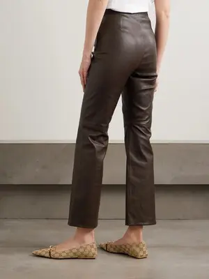 Nour Hammour Paneled Leather Flared Pants