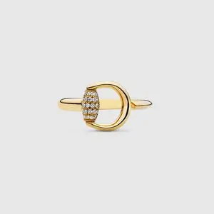 Gucci Horsebit Diamond 18k Open Ring - Yellow Gold