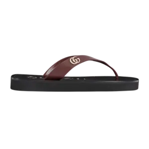 Gucci Leather Thong Sandal With Double G - Brown