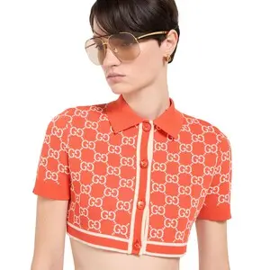 Gucci Gg Cotton Jacquard Cropped Cardigan