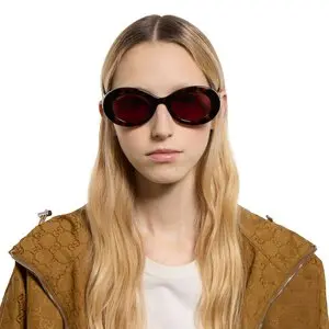 Gucci Oval Frame Sunglasses - Red