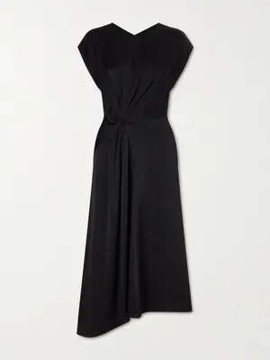 Victoria Beckham Twisted-front Satin Midi Dress - Black